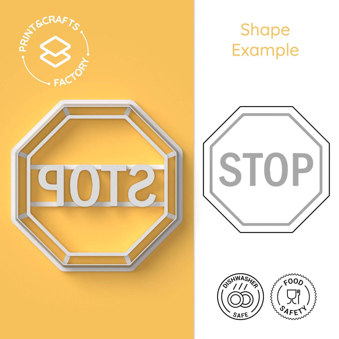 Stop Sign Cookie Cutter - Stop Signal, Traffic Sign, Symbol - Bold and ...