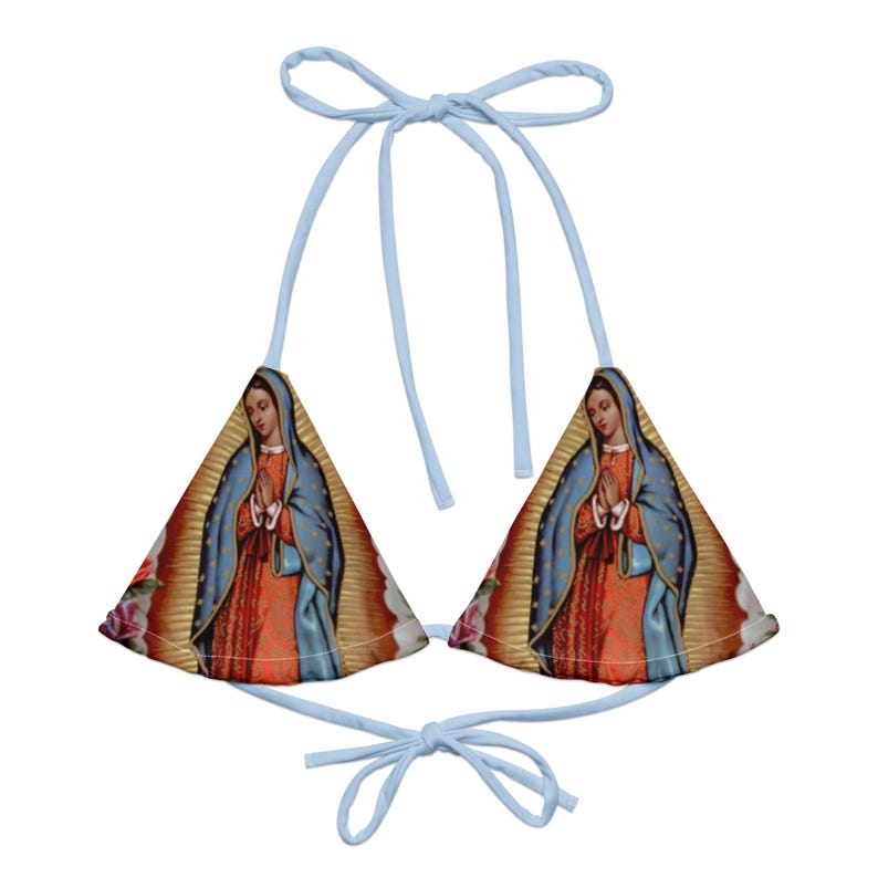Our Maria of Guadalupe Triangle Bikini Top, Religious Mexican Aesthetic ...