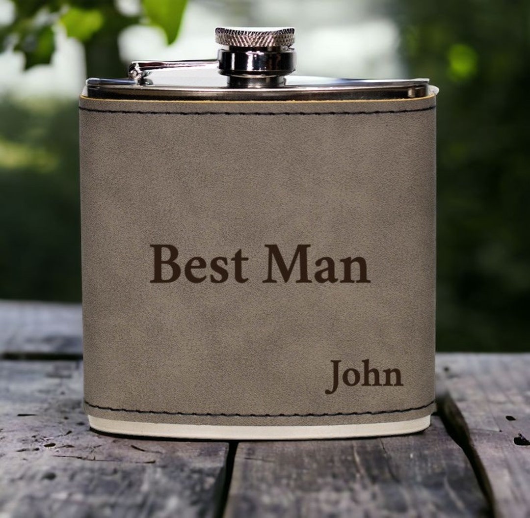 Custom Leather-wrapped Drinking Flask —ideal Groomsmen Gift - Etsy