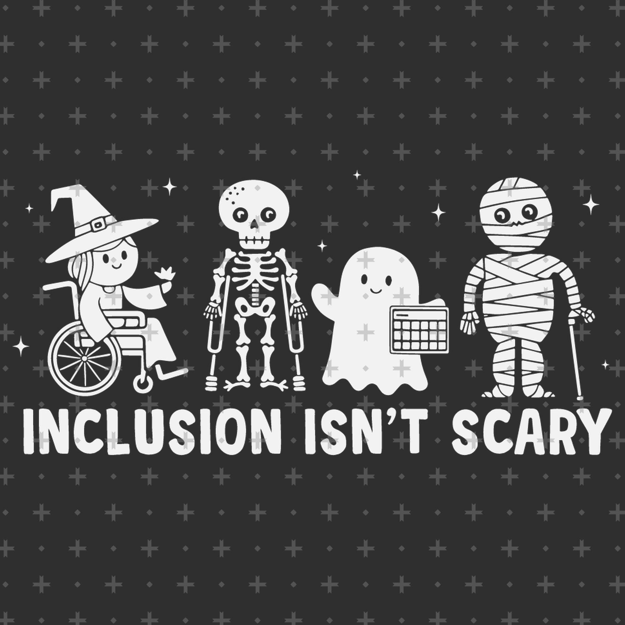 Inclusion Isn't Scary Svg, Cute Skeleton Ghost Halloween Svg, Sped ...