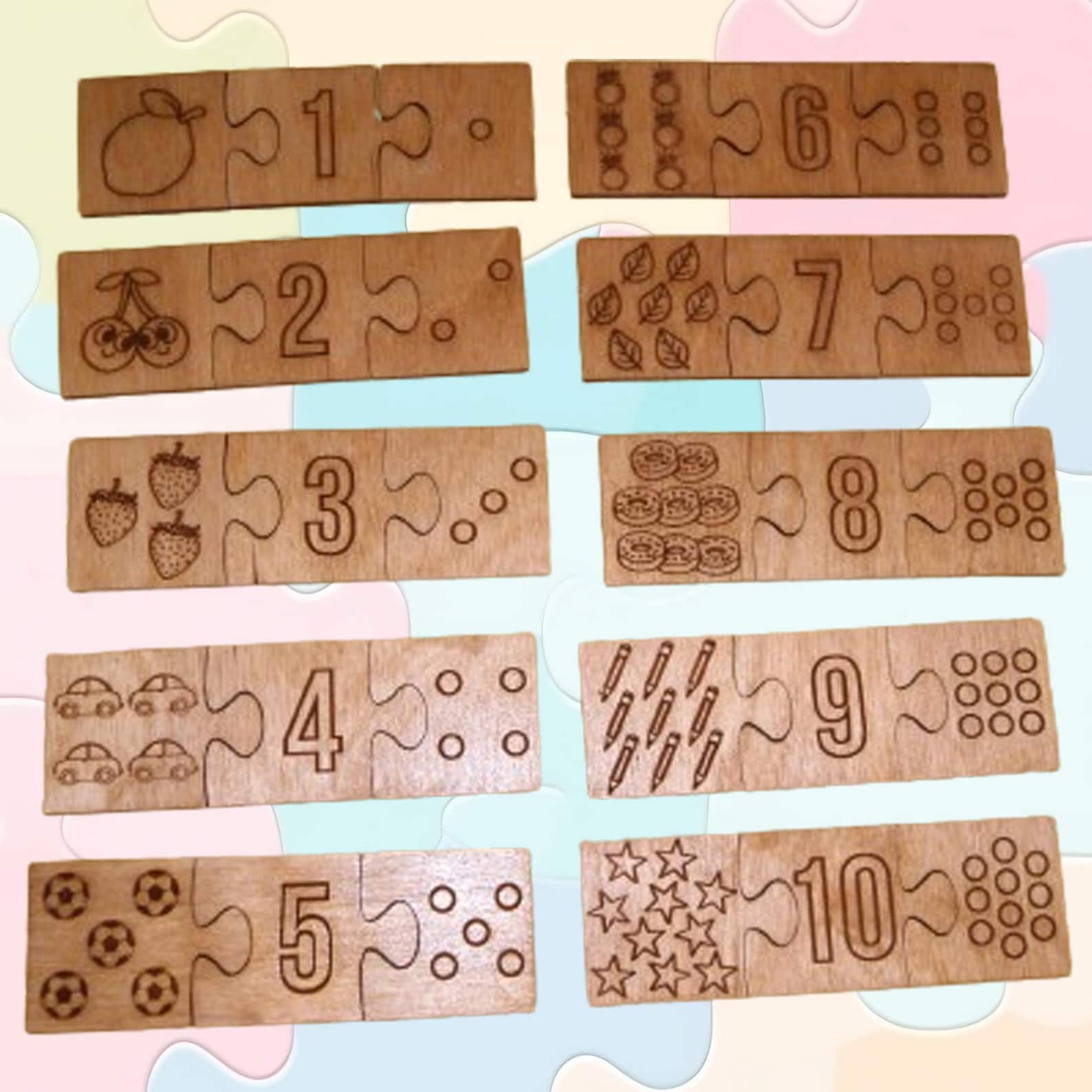 Laser-cut Wooden Number Puzzle - Educational Counting Toy for Kids ...