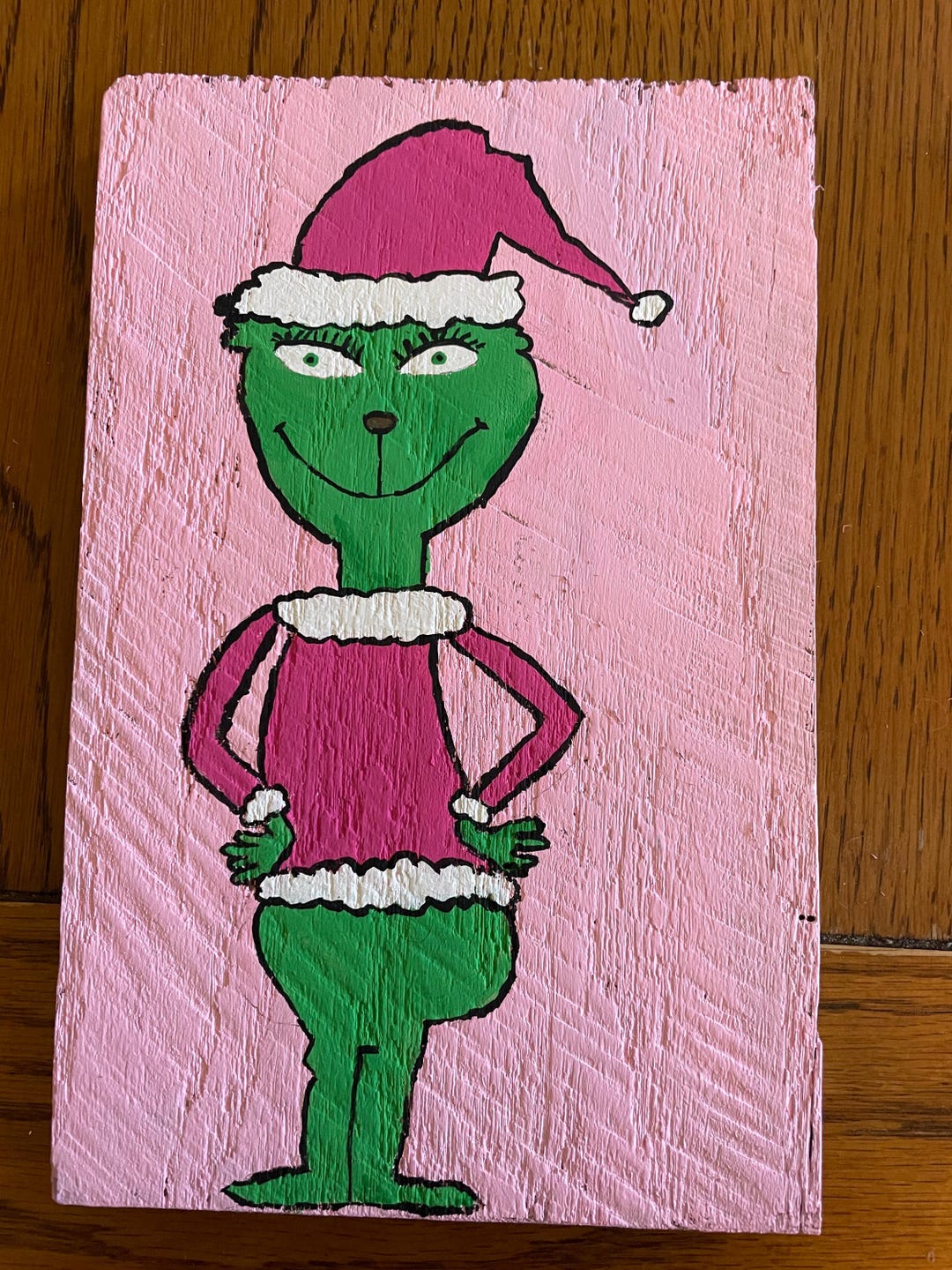 Grinch Wooden Sign/girl Grinch/pink Grinch/christmas Decor/ Handmade ...