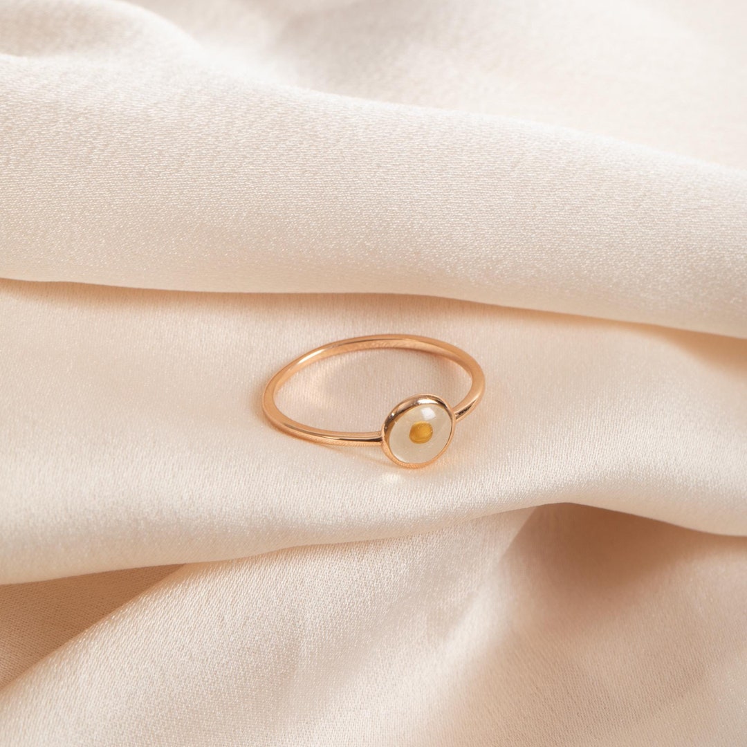 Round Mustard Seed Ring - 14k/18k Solid Gold in Yellow Rose or White ...