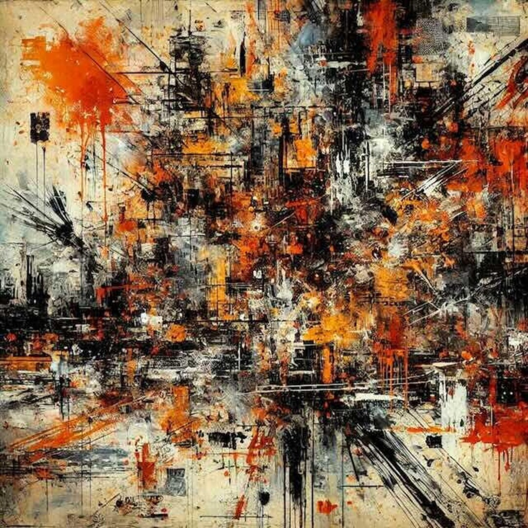 Urban Inferno Abstract Art PNG Image File, Digital Download, Curated AI ...