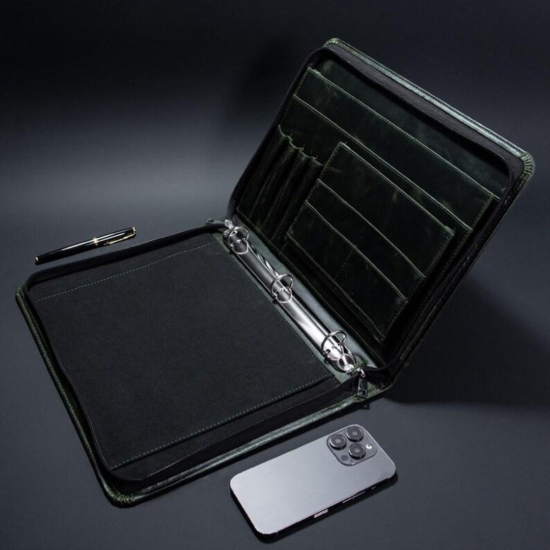 Women's Leather Portfolio,left-handed Leather Folder, Padfolio With A4 ...