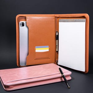 Custom PU Leather Portfolio,personalized Zippered Padfolio Cover,a4 ...