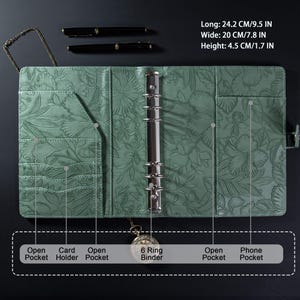Embossed A5 Leather Planner Green,custom Leather Binder Journal ...