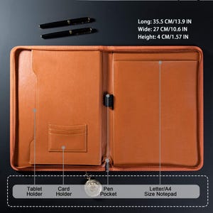 Custom PU Leather Portfolio,personalized Zippered Padfolio Cover,a4 ...