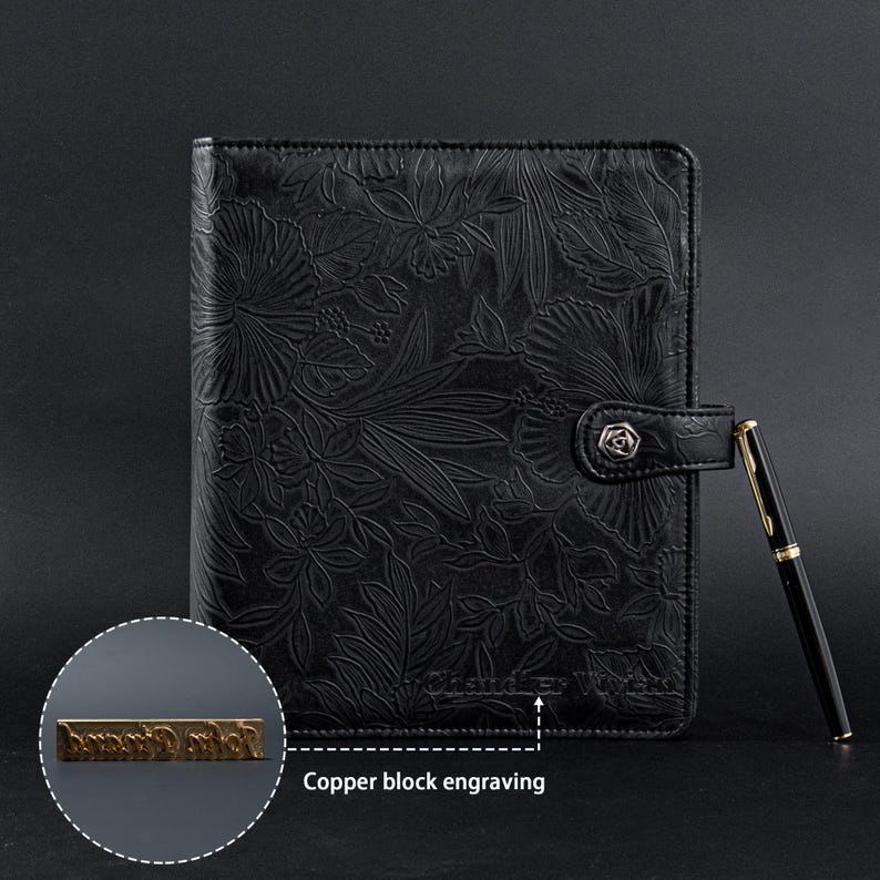 Embossed A4/A5/B5 Binder Cover,custom 6-ring Binder Leather Notebook ...
