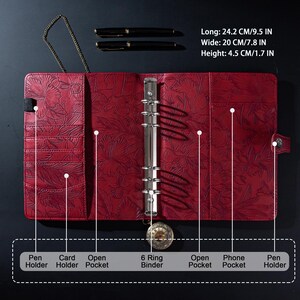 Embossed A4/A5/B5 Binder Cover, Elegant Leather Planner Folder, Custom ...