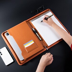 Custom PU Leather Portfolio,personalized Zippered Padfolio Cover,a4 ...