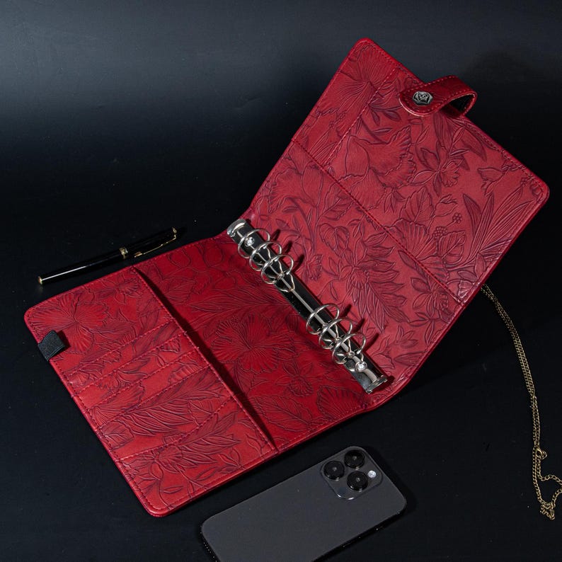 Embossed A4/A5/B5 Binder Cover, Elegant Leather Planner Folder, Custom ...