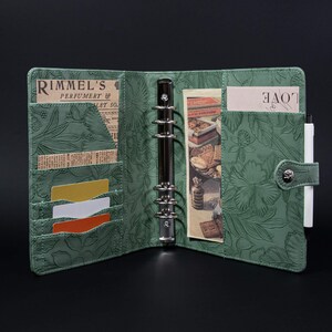 Embossed A5 Leather Planner Green,custom Leather Binder Journal ...