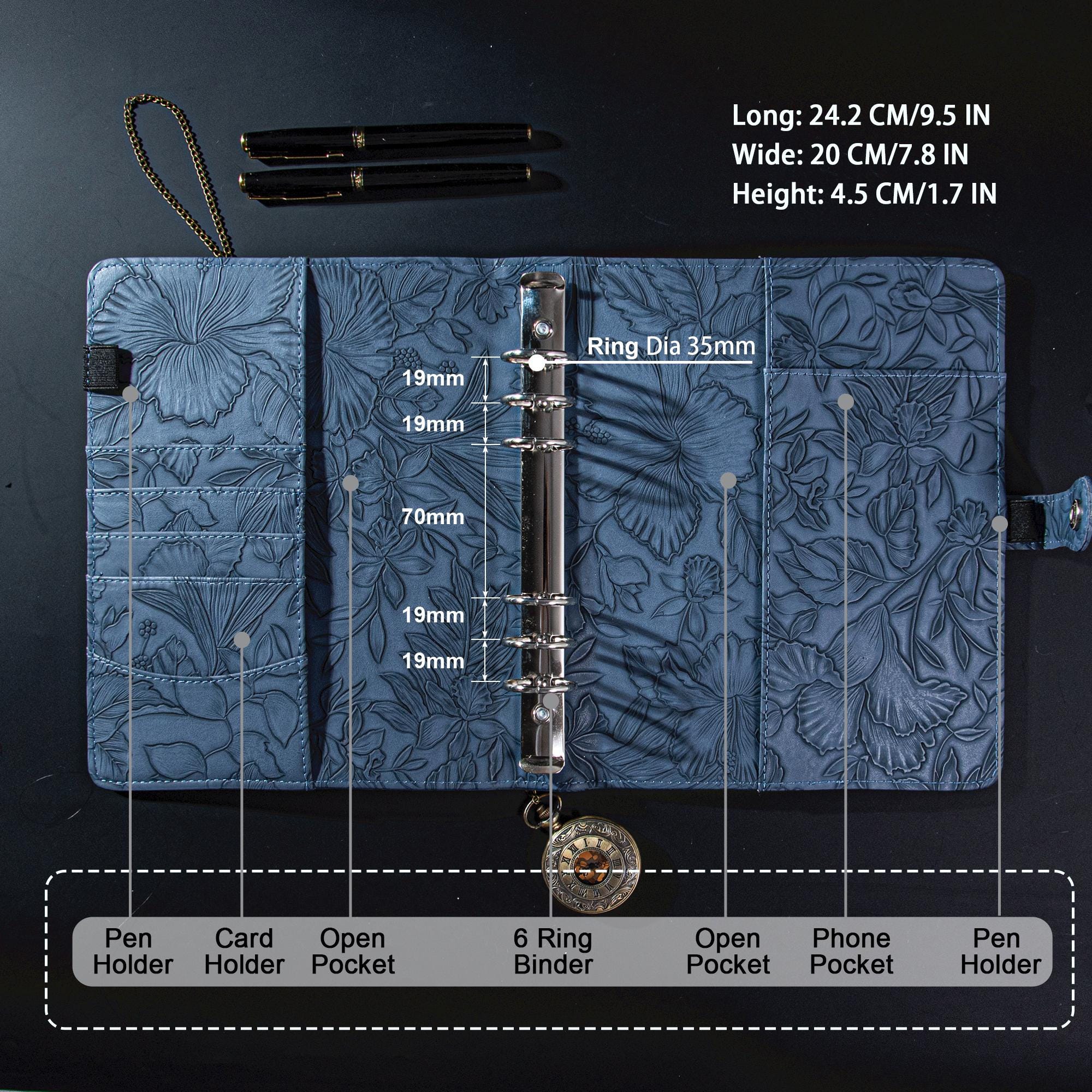 Personalized Name&logo Blue Leather Folio With Button, 6-ring Binder ...