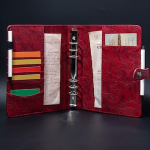 Embossed A4/A5/B5 Binder Cover, Elegant Leather Planner Folder, Custom ...