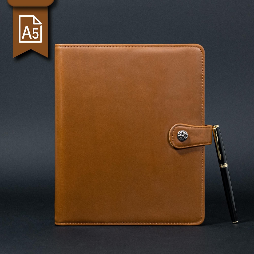 Personalized A5 Crazy Horse Leather Binder Cover, 6-ring Binder Leather ...