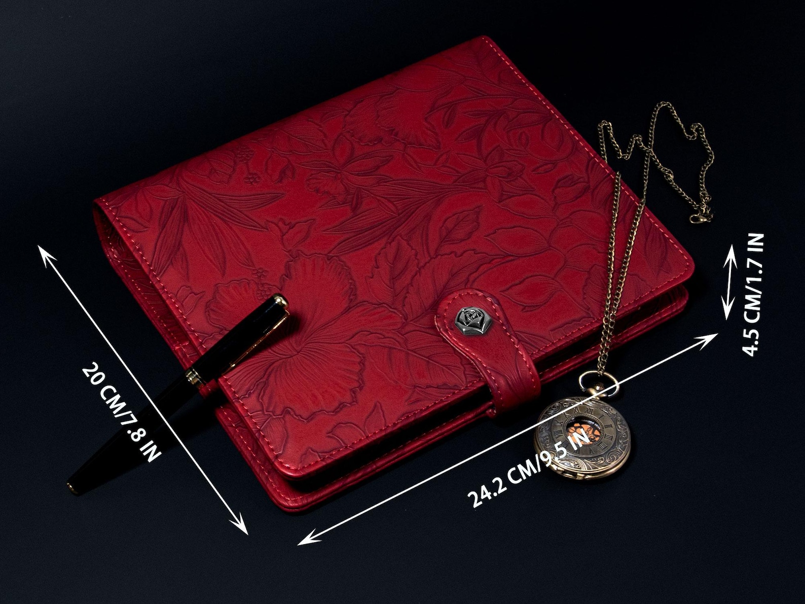 Embossed A4/A5/B5 Binder Cover, Elegant Leather Planner Folder, Custom ...