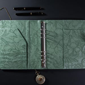 Embossed A5 Leather Planner Green,custom Leather Binder Journal ...