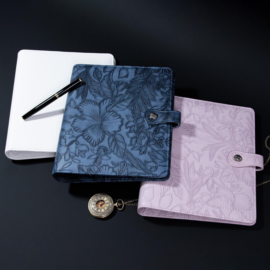 Customizable 6-ring Leather Binder Cover, Durable A4/A5/B5 Leather ...