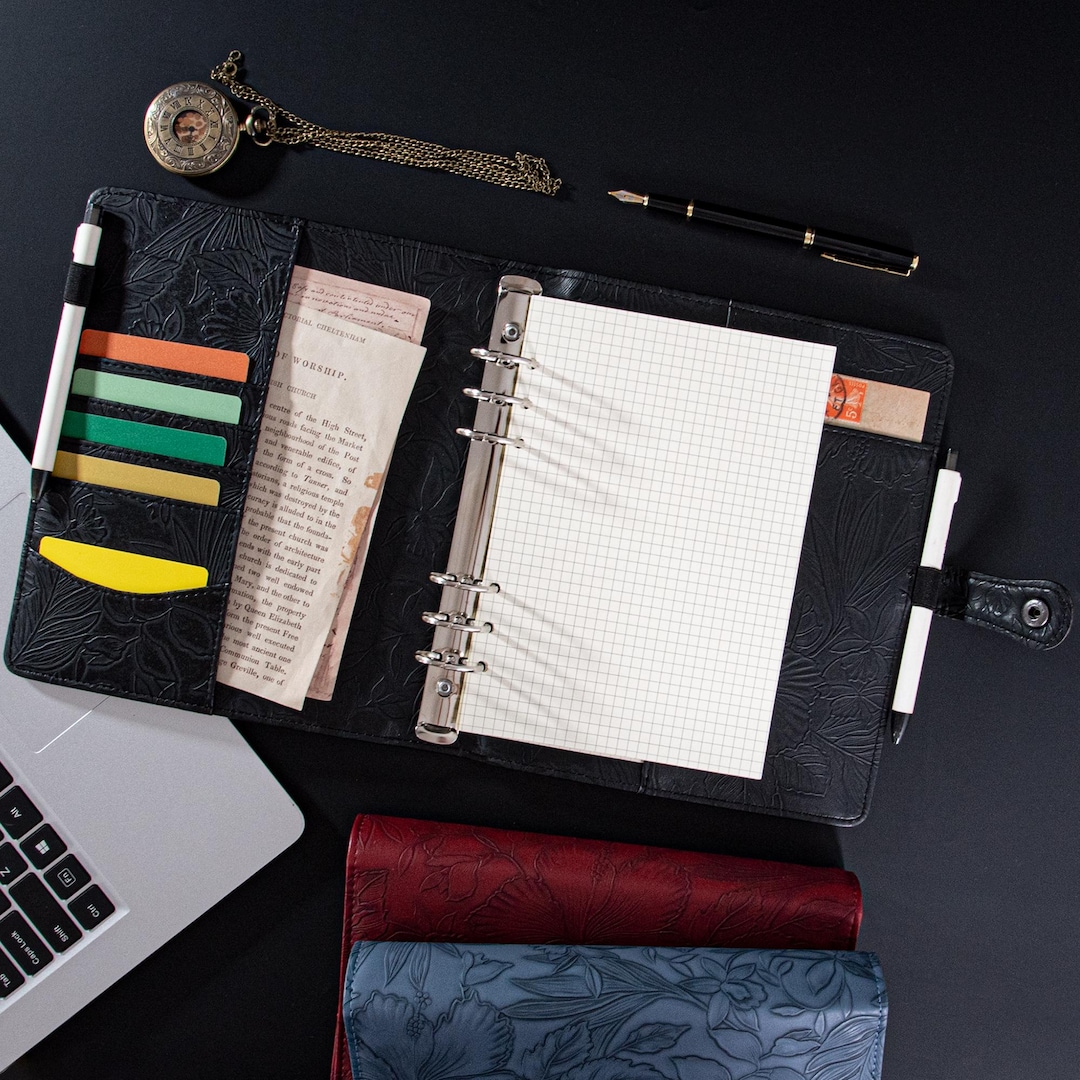 Embossed A4/A5/B5 Binder Cover,custom 6-ring Binder Leather Notebook ...