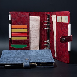 Embossed A4/A5/B5 Binder Cover, Elegant Leather Planner Folder, Custom ...