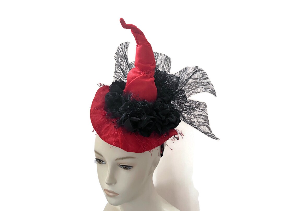Witch Hat Fascinator, Mini Hat Headband, Burlesque Headpiece, Witch's ...
