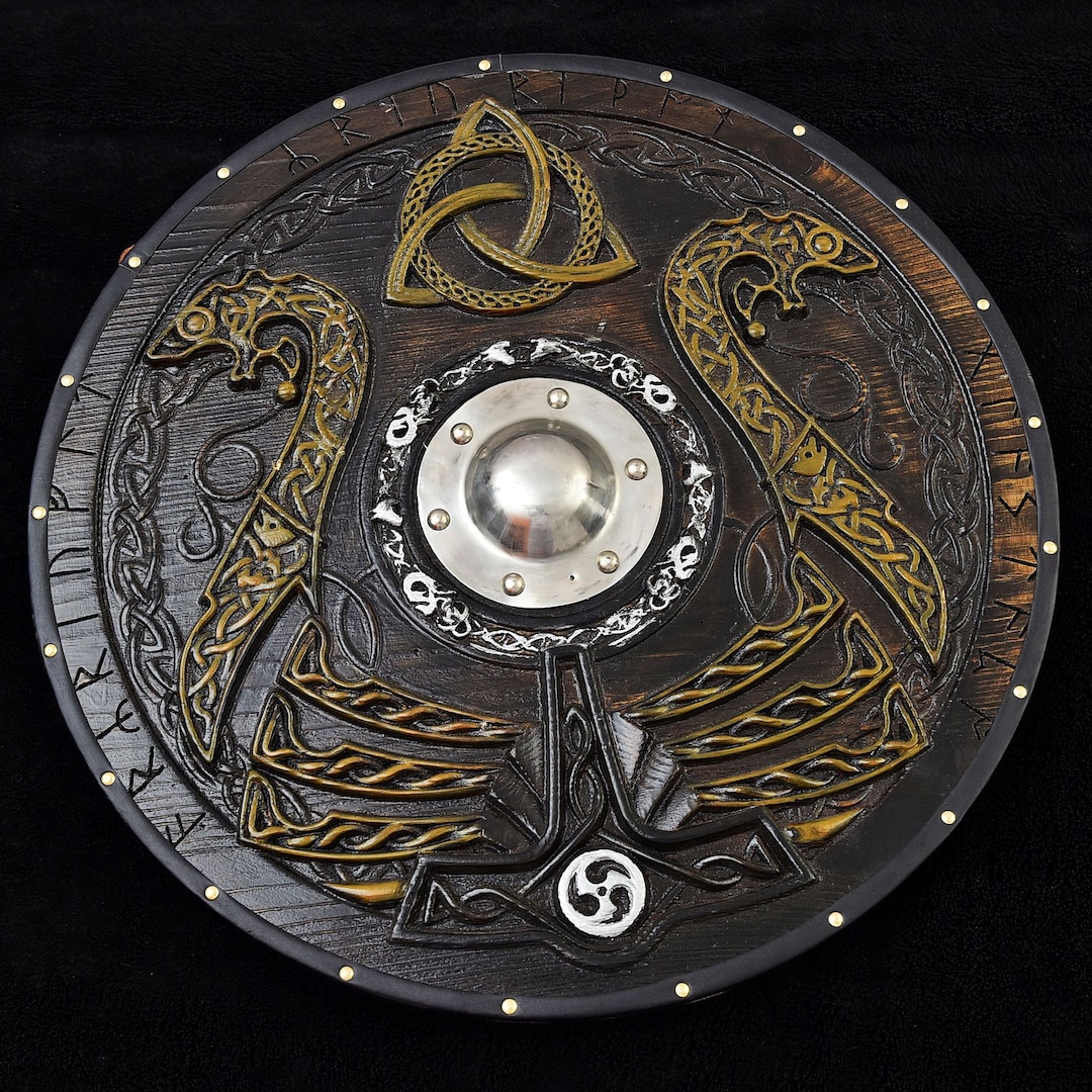 Custom Viking Shield, Medieval Round Shield, Carved Viking Gift, Wall ...
