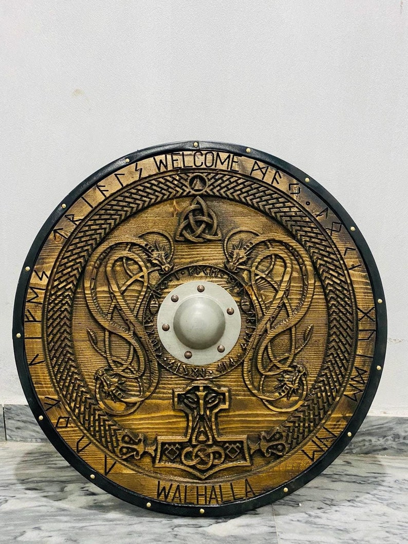 Custom Viking Shield, Medieval Round Shield, Carved Viking Gift, Wall ...