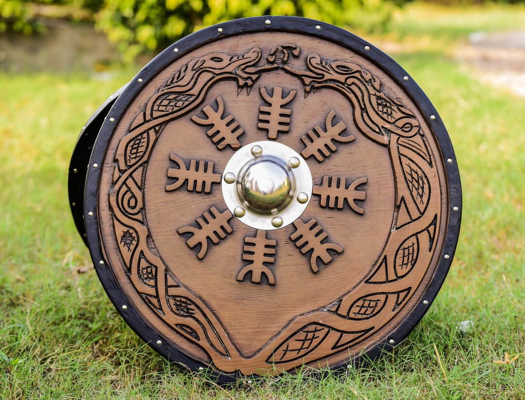 Custom Viking Shield, Medieval Round Shield, Carved Viking Gift, Wall ...