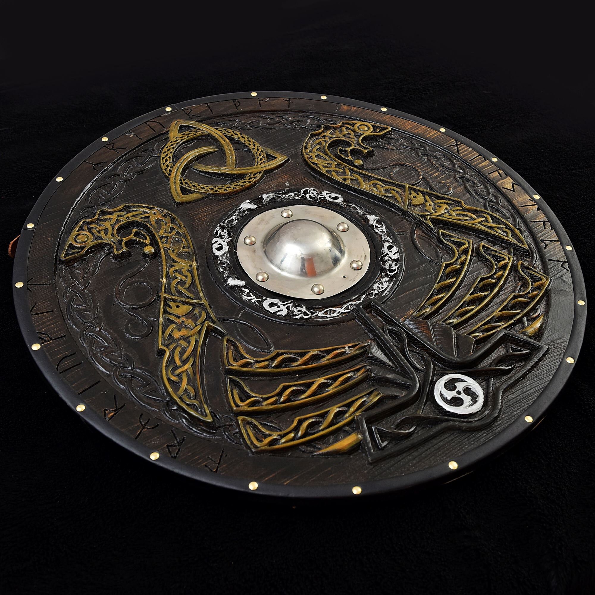 Custom Viking Shield, Medieval Round Shield, Carved Viking Gift, Wall ...