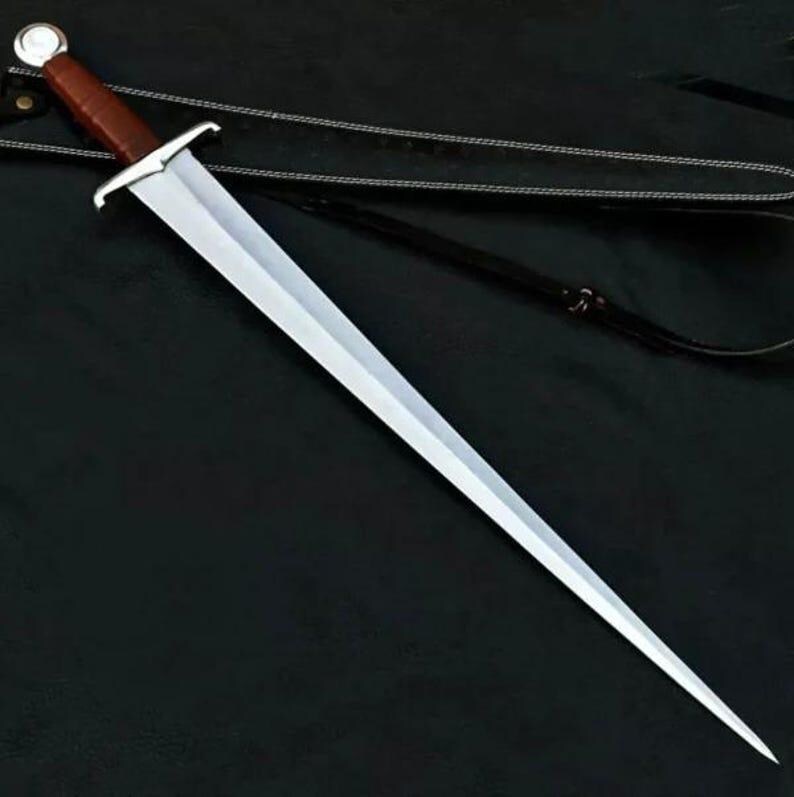 Hand-forged Medieval Sword, Knight's Arming Sword, Steel Blade, Leather ...