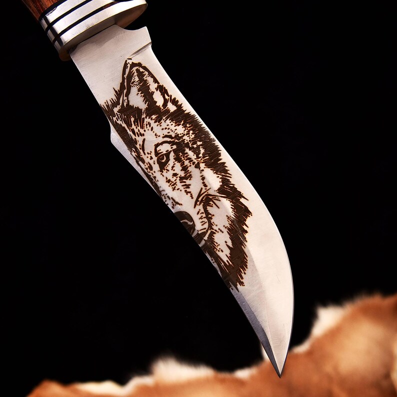 Custom Viking Wolf Camping Knives, Handmade Hunting Knife, Bushcraft ...