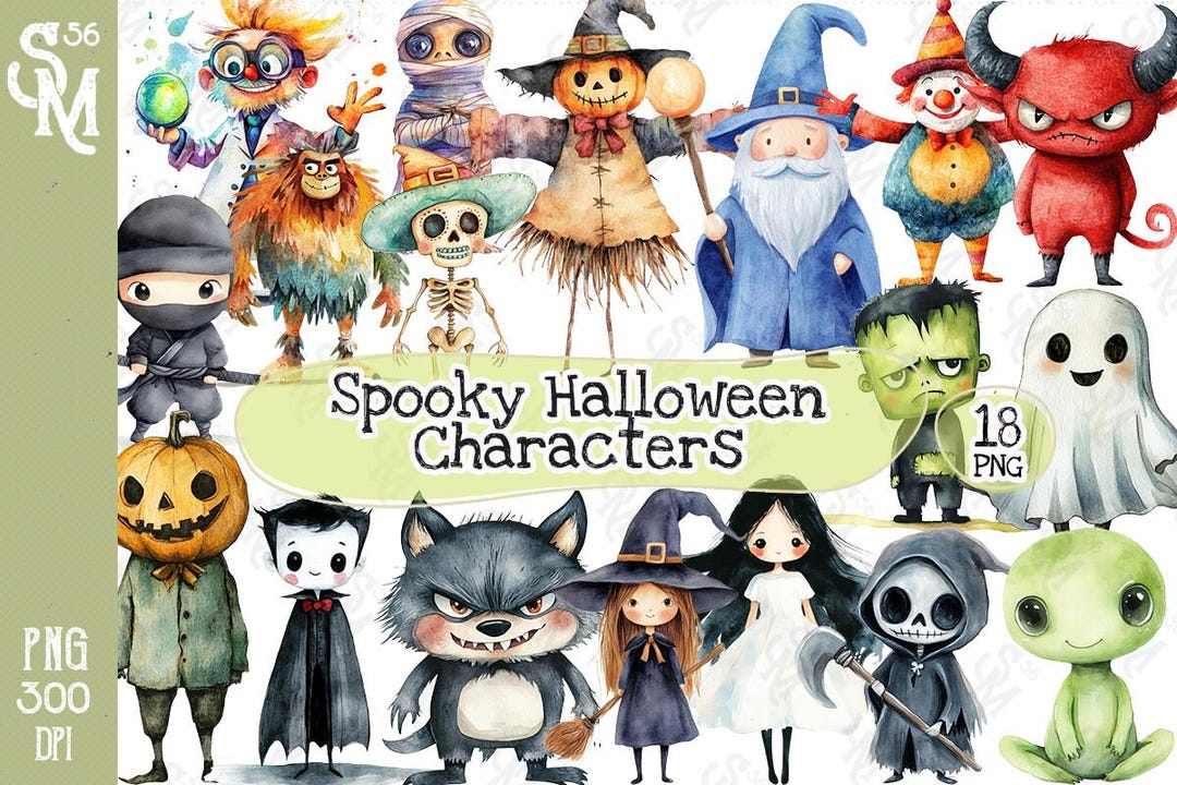 Spooky Halloween Clipart PNG Bundle Instant Digital Download, Spooky ...