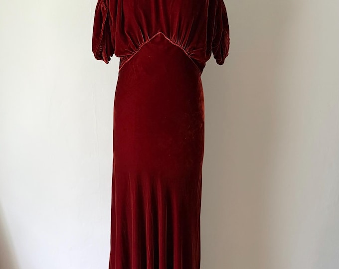 Vintage 1930s Rust Velvet Evening Gown Dress - Etsy