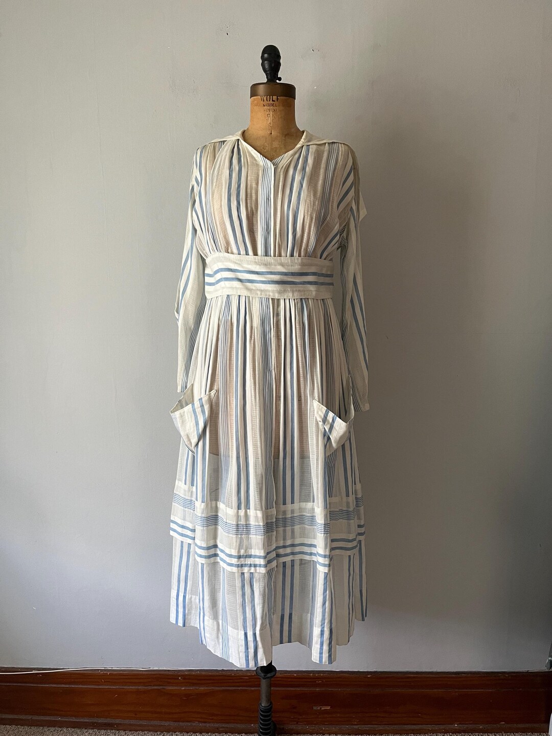 Antique 1900 Edwardian Blue Striped Women's Dress - Etsy