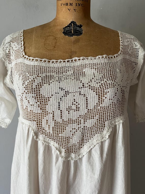 Antique Edwardian Crochet and Cotton Long White Night… - Gem
