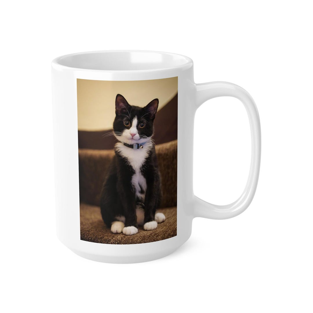Tuxedo Mug, Smiling Cat, Positive Message Ceramic Coffee Cup, 11oz ...
