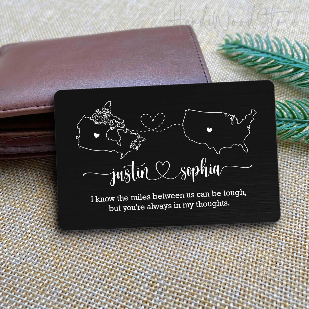Custom Two Map Wallet Card, Custom Long Distance Couple Wallet Card ...