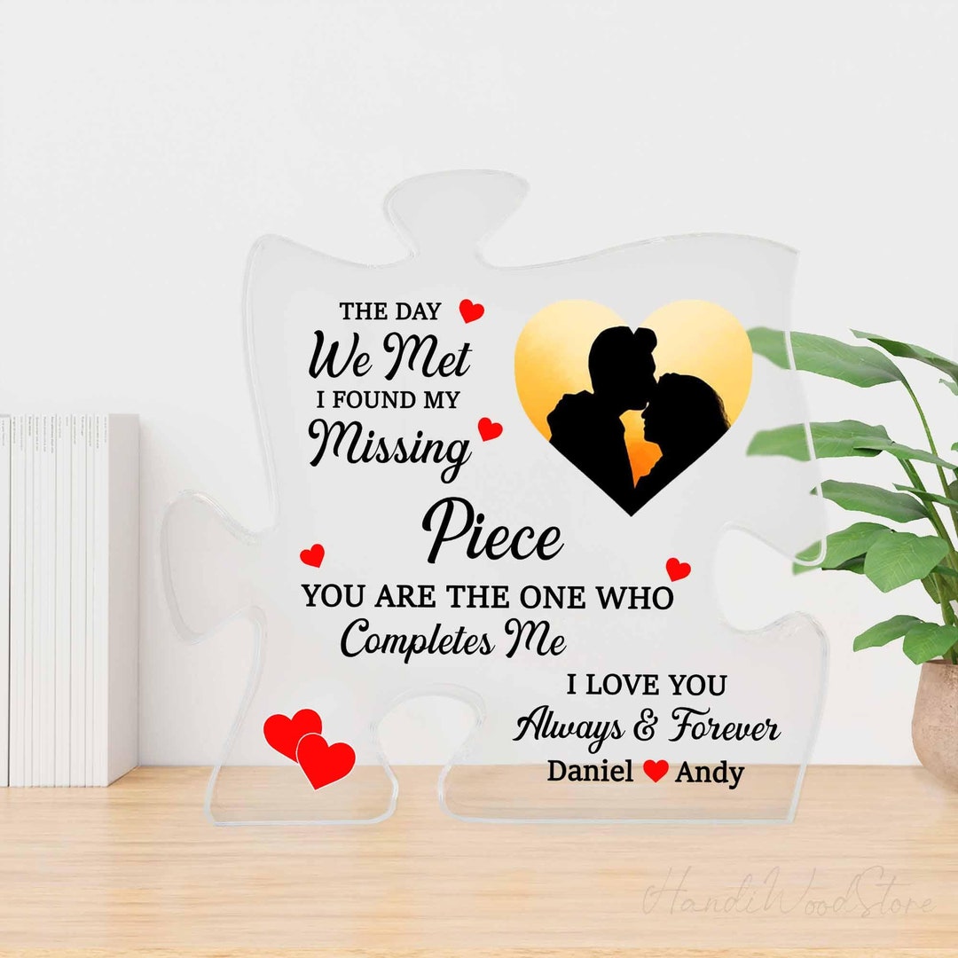 Personalized Couple Missing Puzzle Piece Plaque, Custom Couple Photo ...