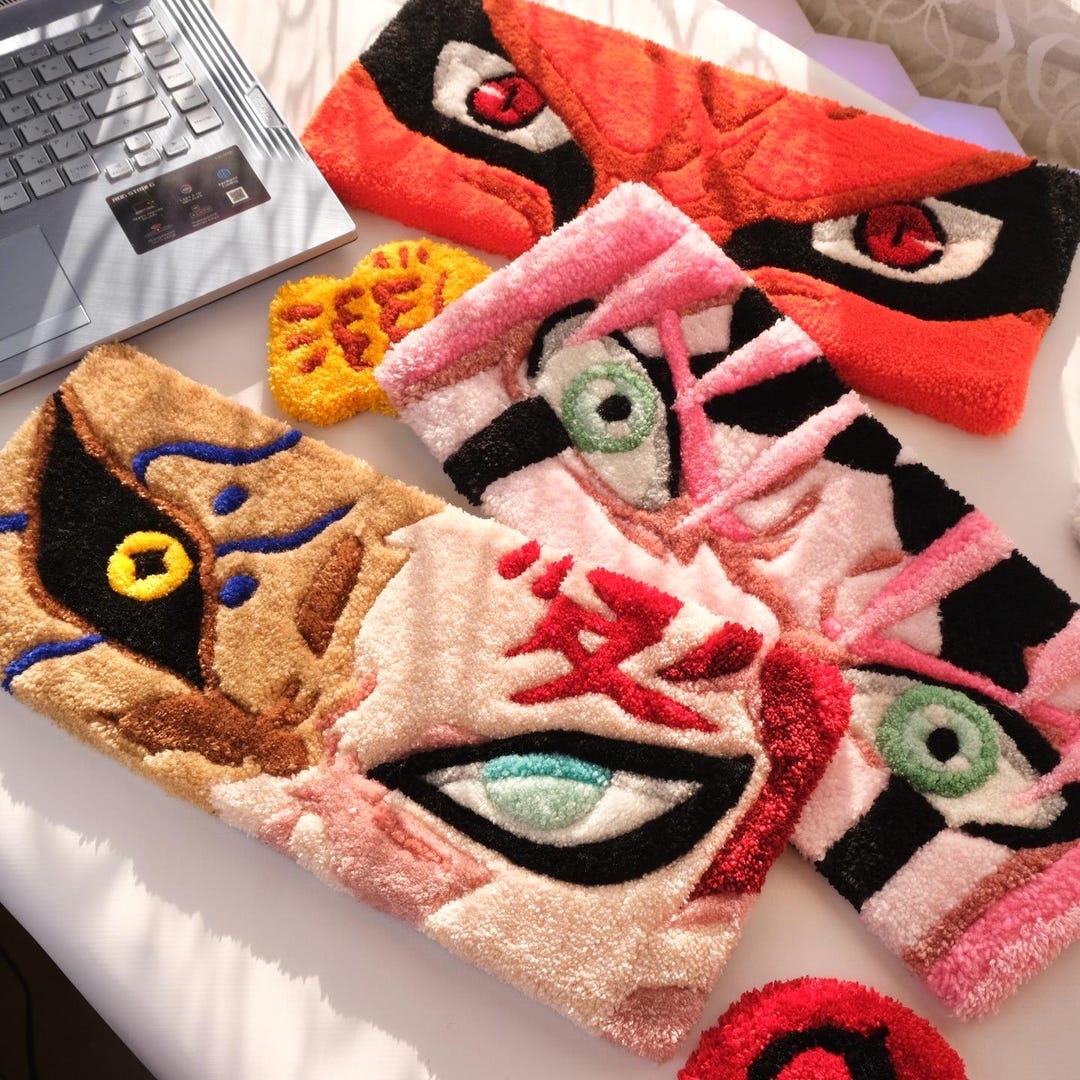 Anime Ninja Inspired Tufted Keyboard Rugs – Pink Ninja, Red Sand Ninja ...