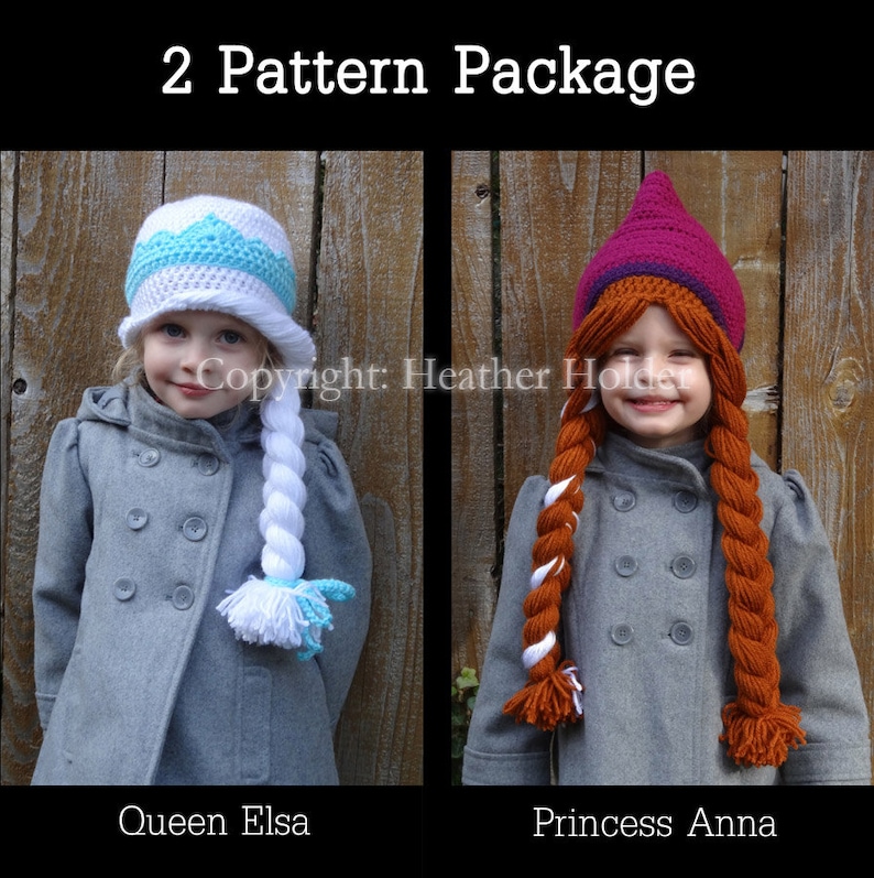 Elsa & Anna frozen Crocheted Hat Pattern 2 Patterns - Etsy UK