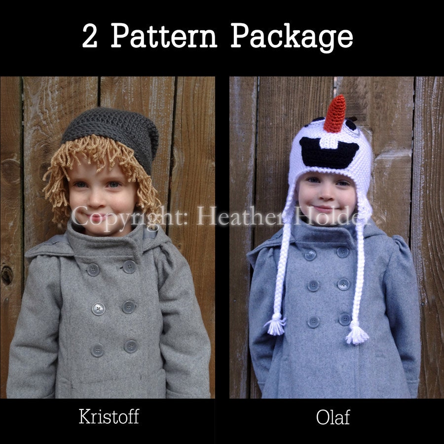 Kristoff & Olaf (frozen) Crocheted Hat Pattern - 2 Patterns - Instant ...