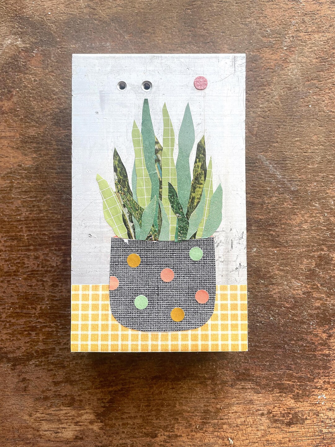 Original Paper Collage on Found Object - Plant Collage Art on Metal ...