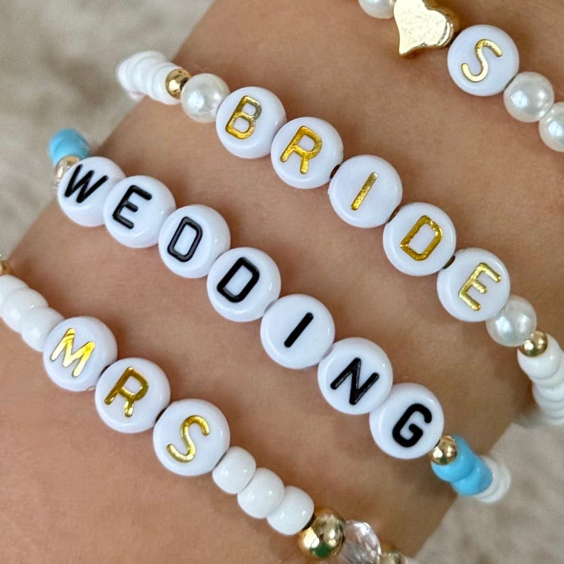 Bride & Bridesmaid Friendship Bracelets, Handmade Pearl and Glass Bead ...