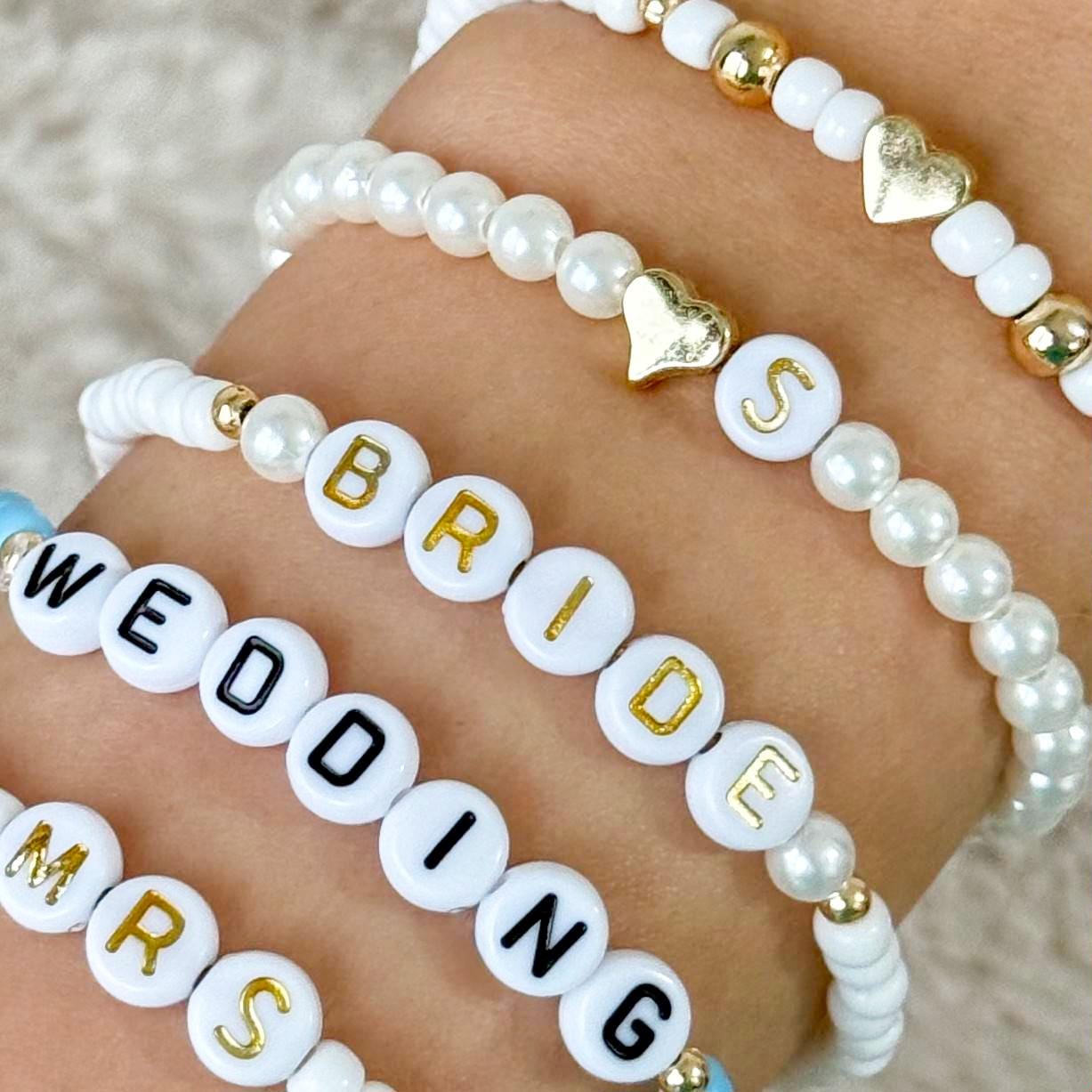 Bride & Bridesmaid Friendship Bracelets, Handmade Pearl and Glass Bead ...