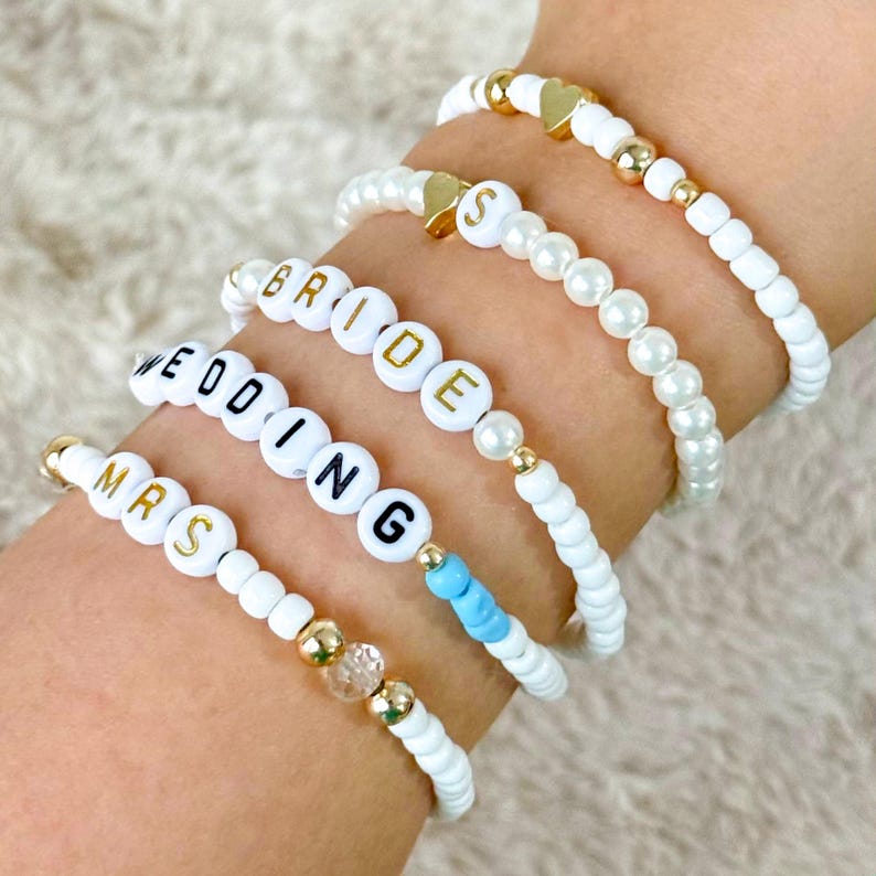 Bride & Bridesmaid Friendship Bracelets, Handmade Pearl and Glass Bead ...