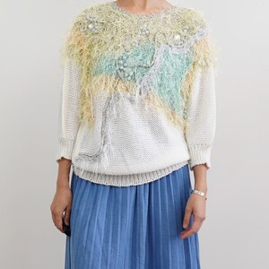 Handmade 80s Edna Ross Vintage Sweater Textured Art Knit Feathered ...