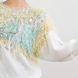 Handmade 80s Edna Ross Vintage Sweater Textured Art Knit Feathered ...