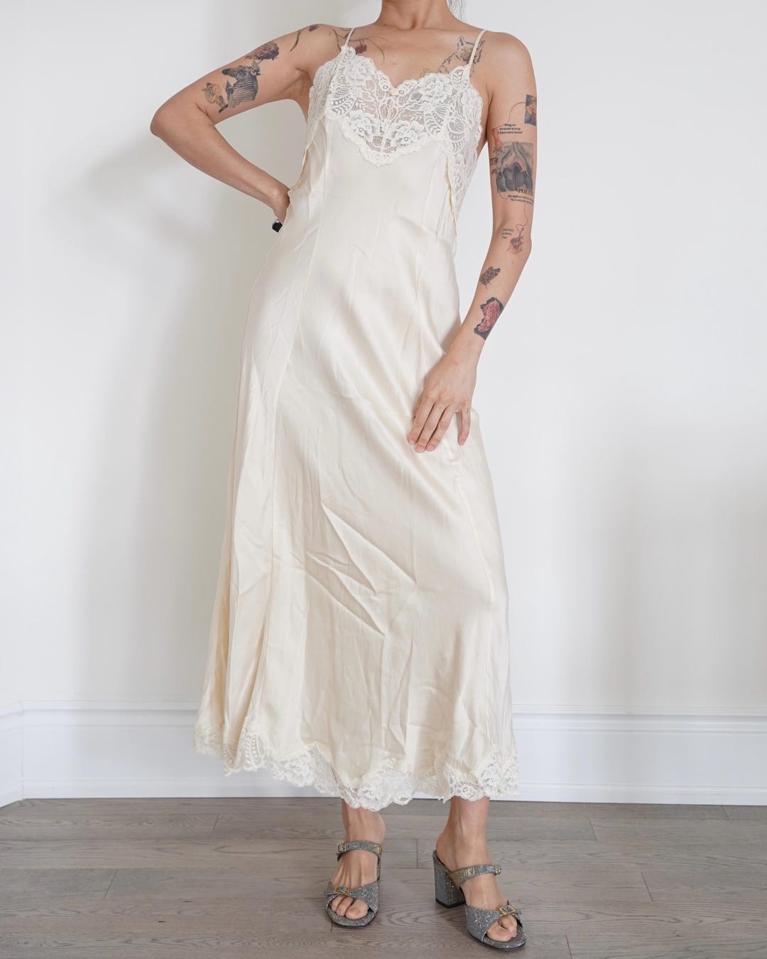 Stunning Vintage Sulis Fine Silks Cream Maxi Slip Dress | 100% Silk ...