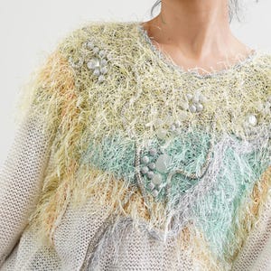 Handmade 80s Edna Ross Vintage Sweater | Textured Art Knit | Feathered ...
